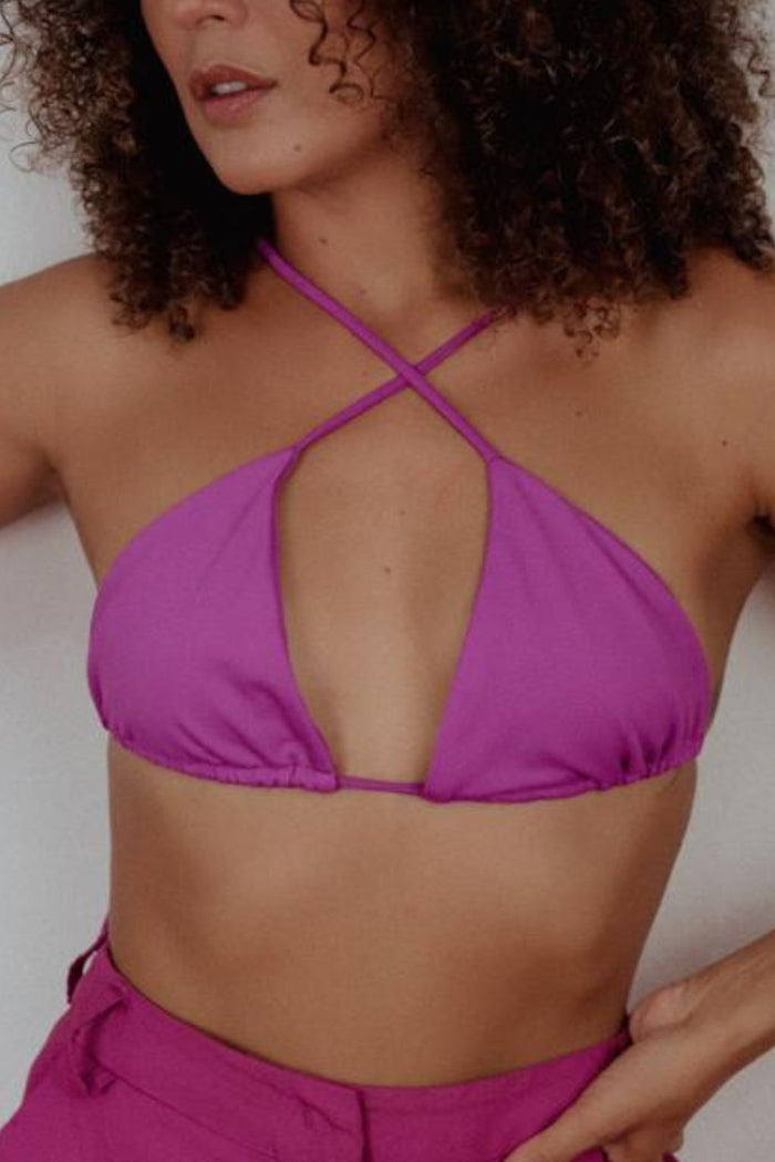 Top de Biquíni Cortininha Roxo Tonic